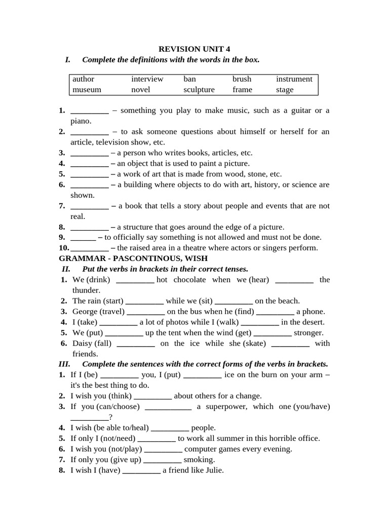 2 Revision Unit 4 Pdf Linguistics Linguistic Typology