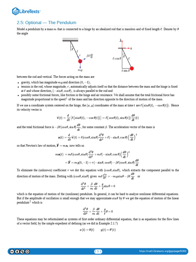 Pendulum Motion: Nonlinear Dynamics Explained | PDF | Force | Nonlinear System