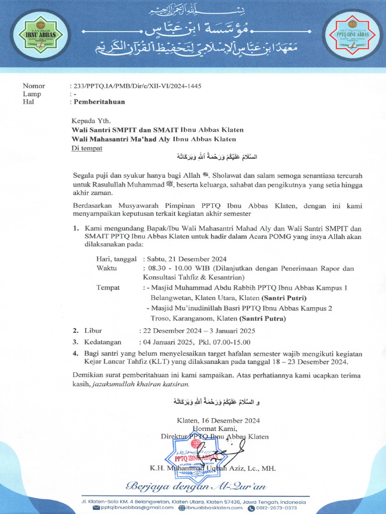 Surat POMG PDF | PDF