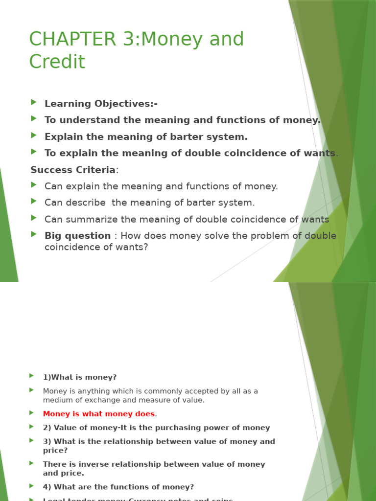 Money and Credit | PDF | Money | Loans