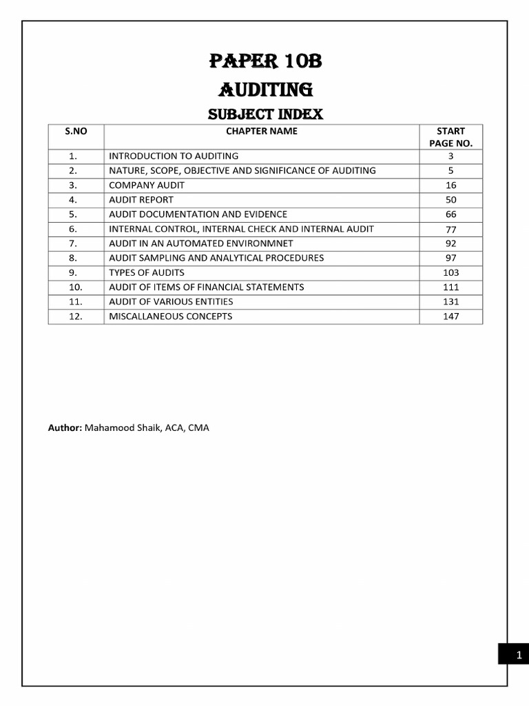 Cma Inter Auditing Material | PDF