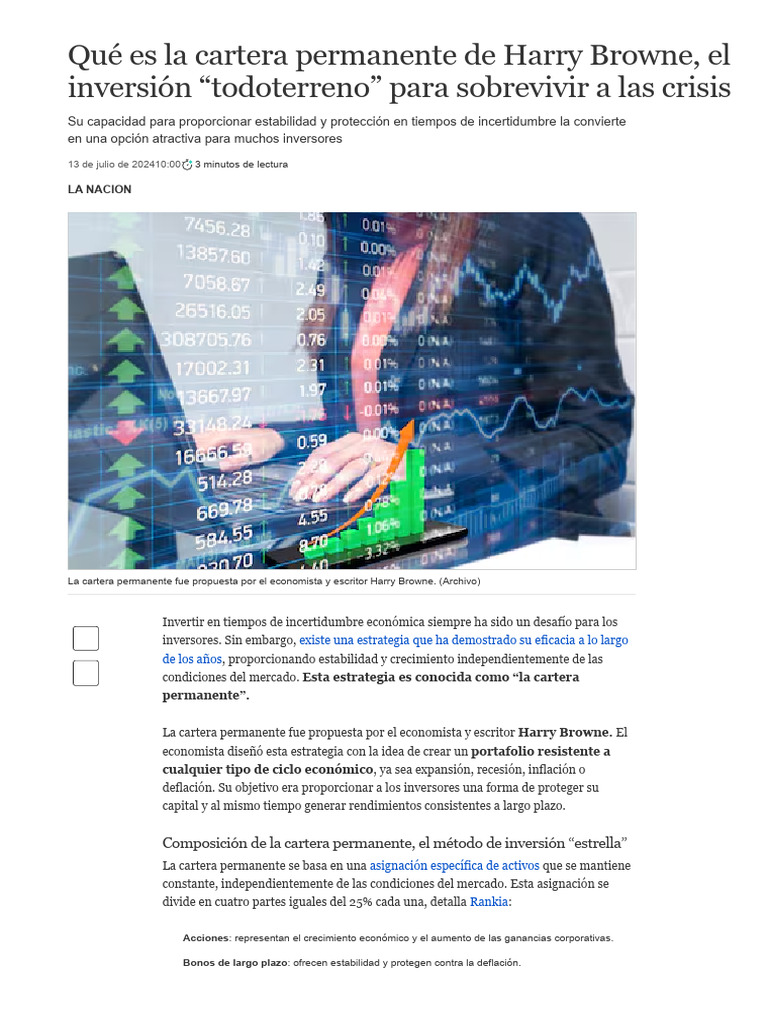 Qué Es La Cartera Permanente de Harry Browne, El Método de Inversión ...