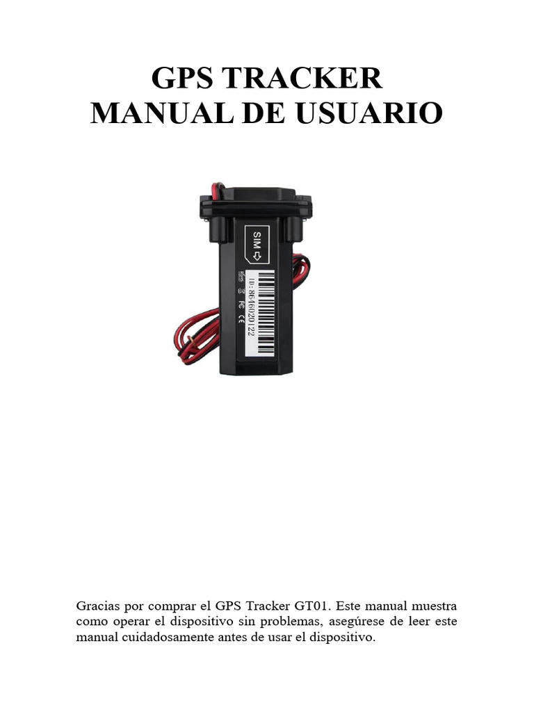 Manual de Usuario GPS Tracker GT01 | PDF | Gsm | Aplicación movil