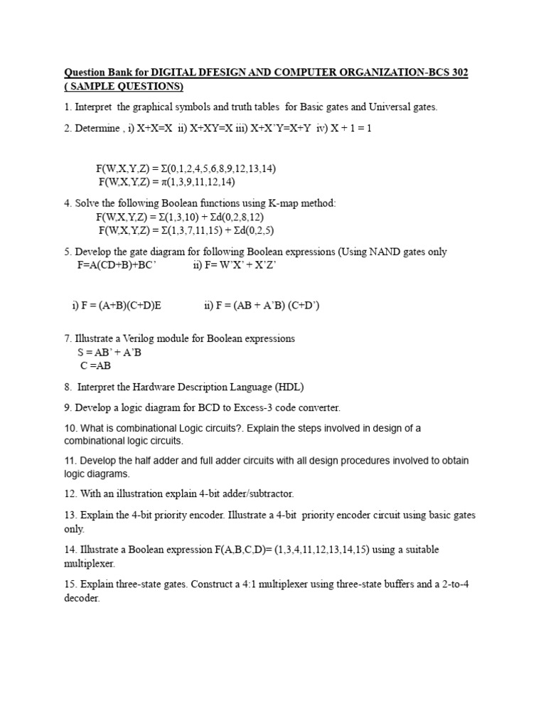 Question Bank For DDCO-BCS302 | PDF | Logic Gate | Cpu Cache