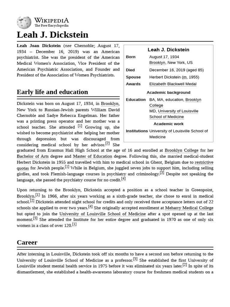 Leah_J._Dickstein | PDF | Mental Health | Psychiatry