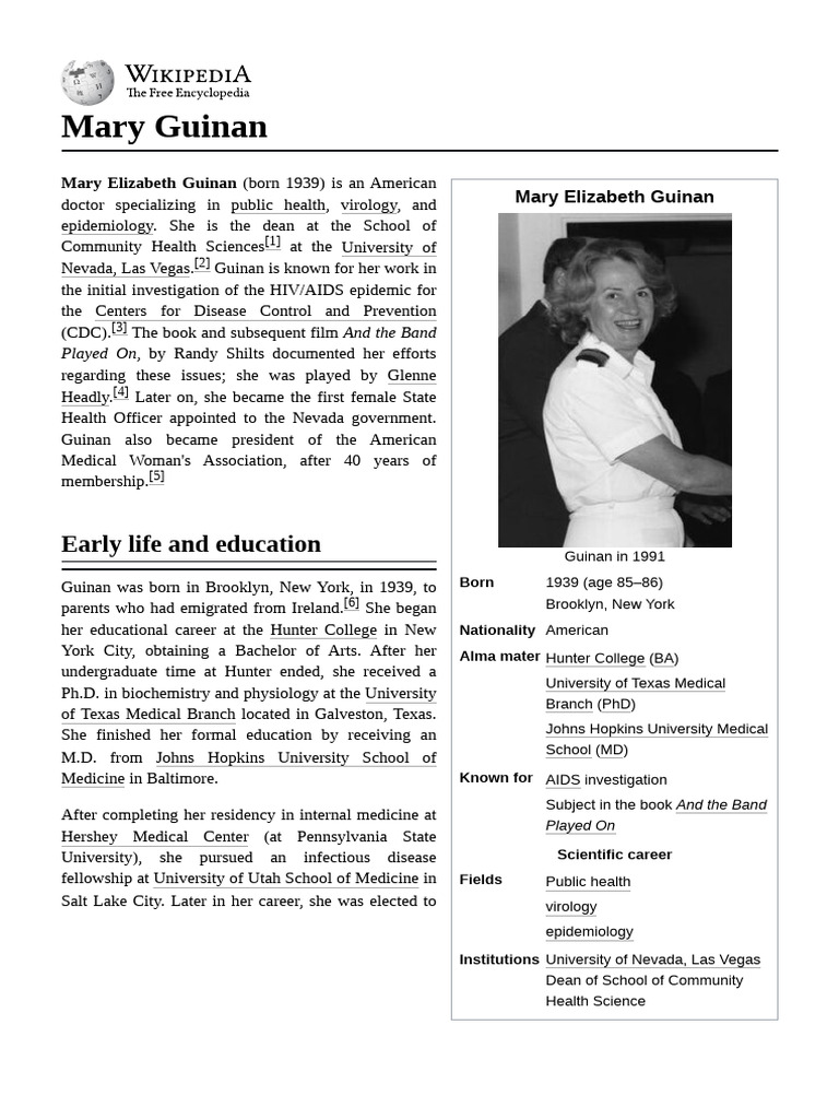 Mary_Guinan | PDF | Public Health | Health Sciences