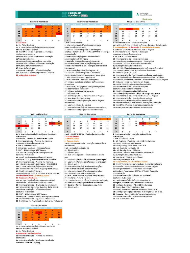 Calendario-2025 UAM S Uo-Paulo E2A | PDF