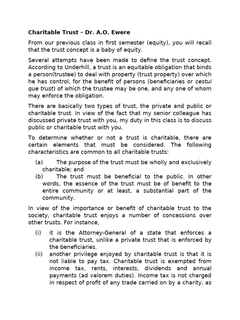 Understanding Charitable Trusts Explained | PDF | Will And Testament ...
