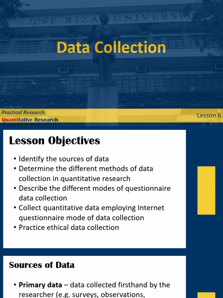 Lesson 6 - Data Collection | PDF | Survey Methodology | Questionnaire
