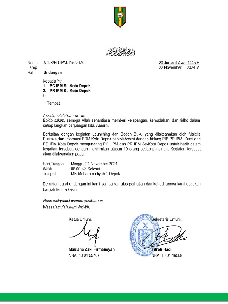 125-Undangan Launching Dan Bedah Buku | PDF