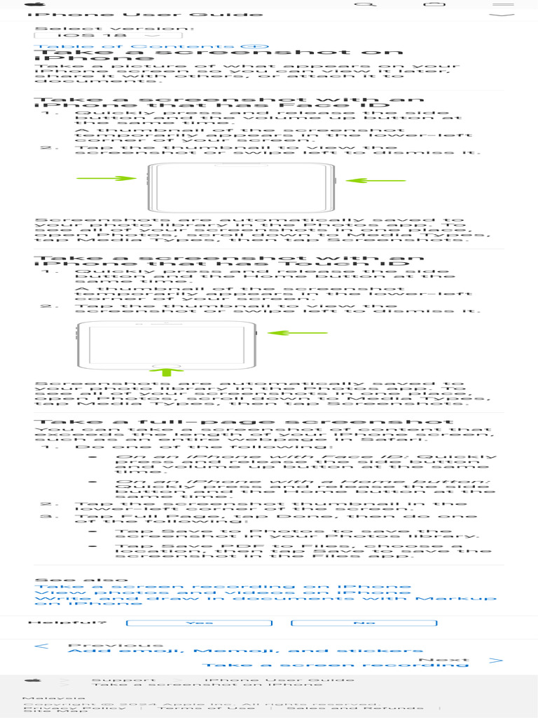 Take A Screenshot On Iphone - Apple Support (MY) | PDF | I Phone ...
