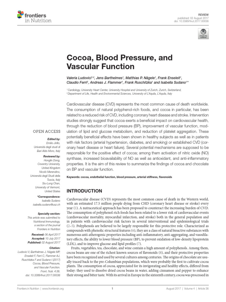 Ludovici, Valeria Et Al. 2017 | PDF | Cardiovascular Diseases | Chocolate
