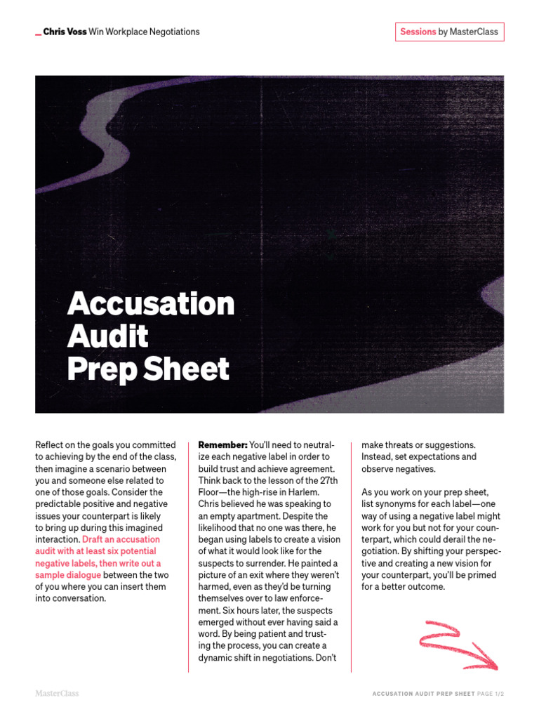 Accusation Audit Prep Worksheet | PDF | Negotiation | Social Psychology