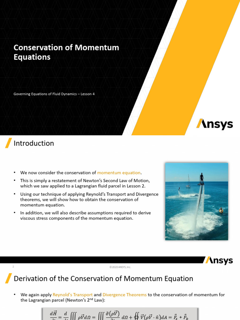 Governing Equations of Fluid Dynamics Lesson4 Conservation of Momentum Handout | PDF | Navier ...
