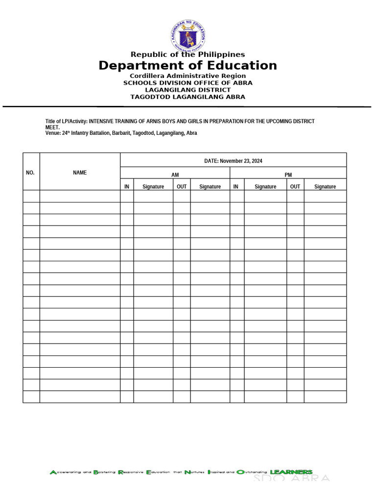 5QF Attendance Sheet | PDF