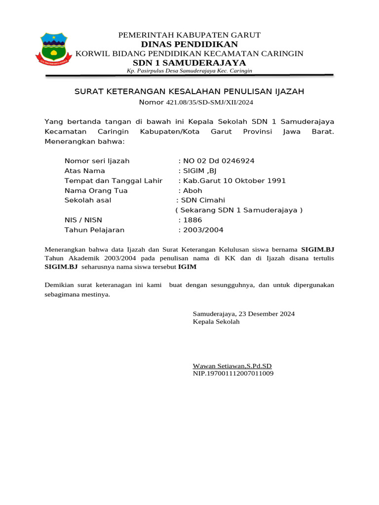 Keterangan Kesalahan Ijazah Sigim | PDF