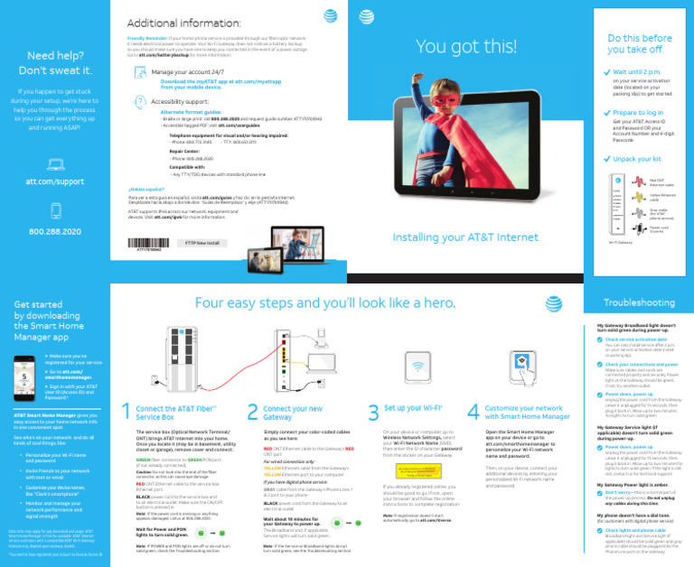 AT&T Fiber Self-Install Instructions | PDF | Fiber To The X ...