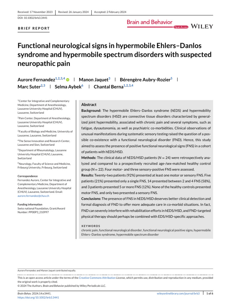 Functional Neurological Signs in hEDS/HSD | PDF | Peripheral Neuropathy ...