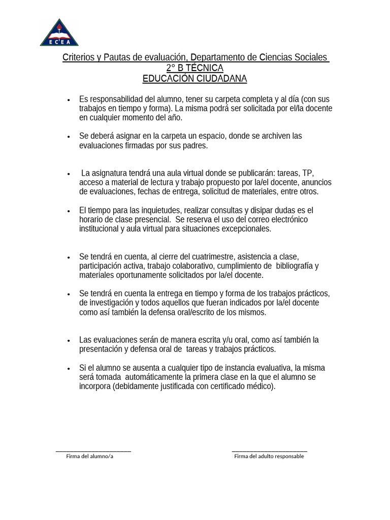 Criterios y Pautas de Evaluación de CIENCIAS SOCIALES 2024 | PDF