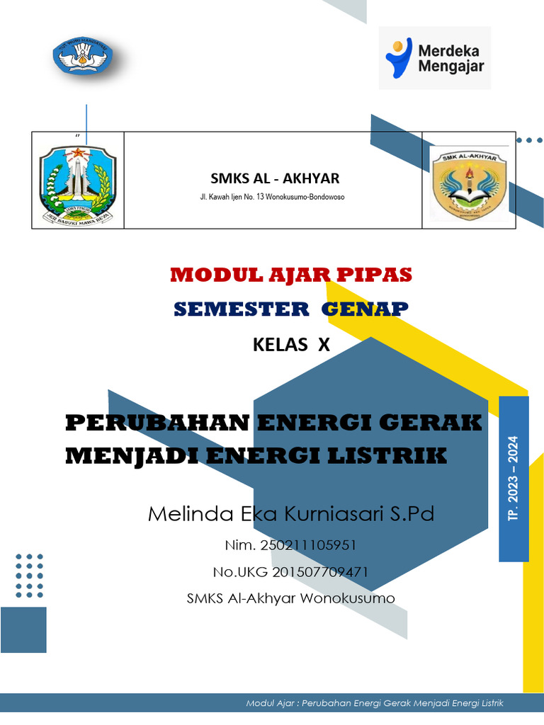 MODUL AJAR - Perubahan Energi Gerak Menadi Energi Listrik - Melinda Eka ...