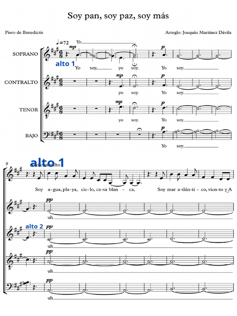 Soy pan, soy paz, soy mas...coro | PDF