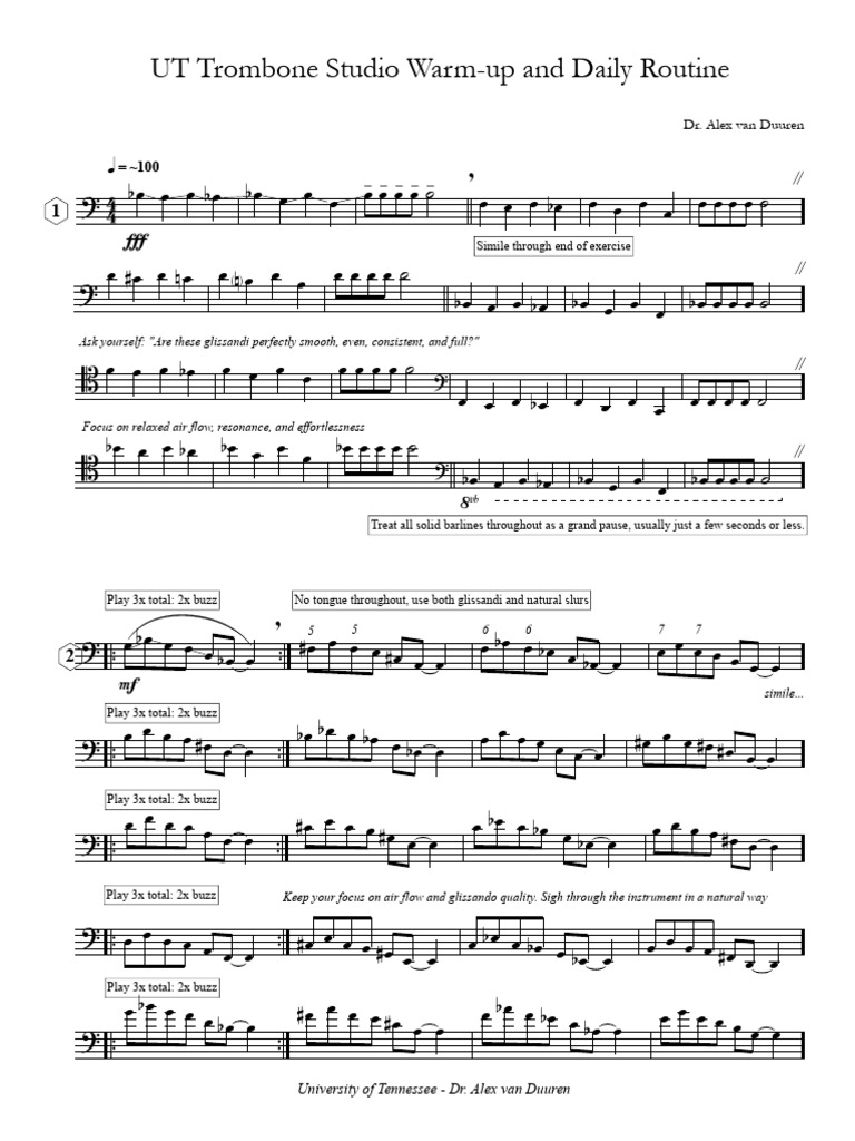 UT Trombone Studio Warm Up | PDF | Collation | Calligraphie latin