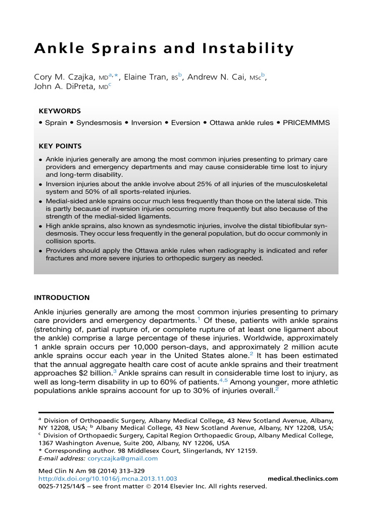 Ankle Sprains and Instability | PDF | Ankle | Musculoskeletal System
