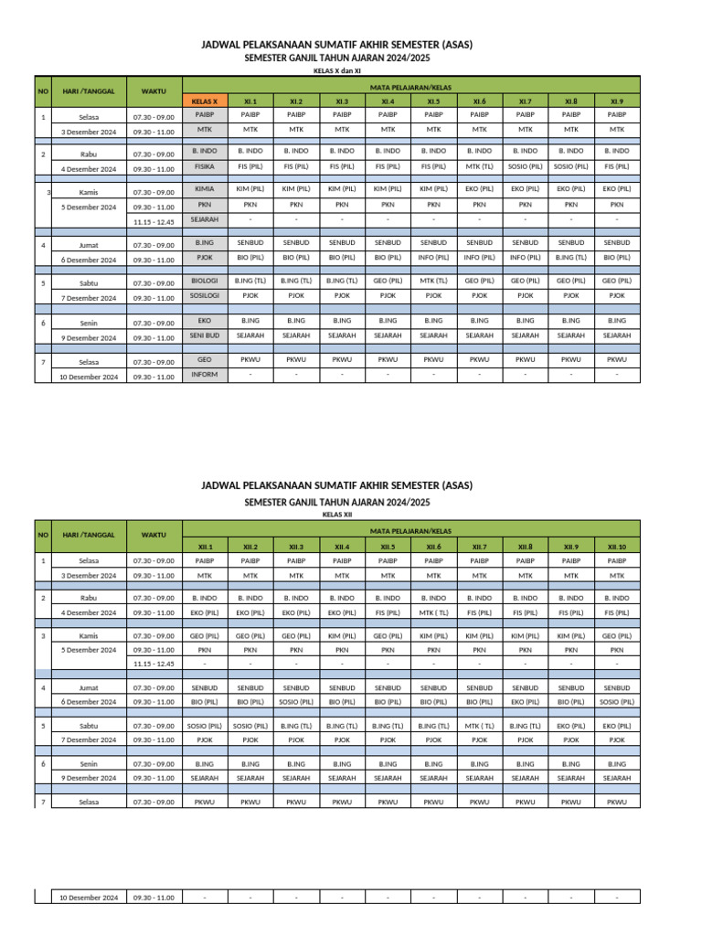 Roster Asas Ganjil 2024 | PDF