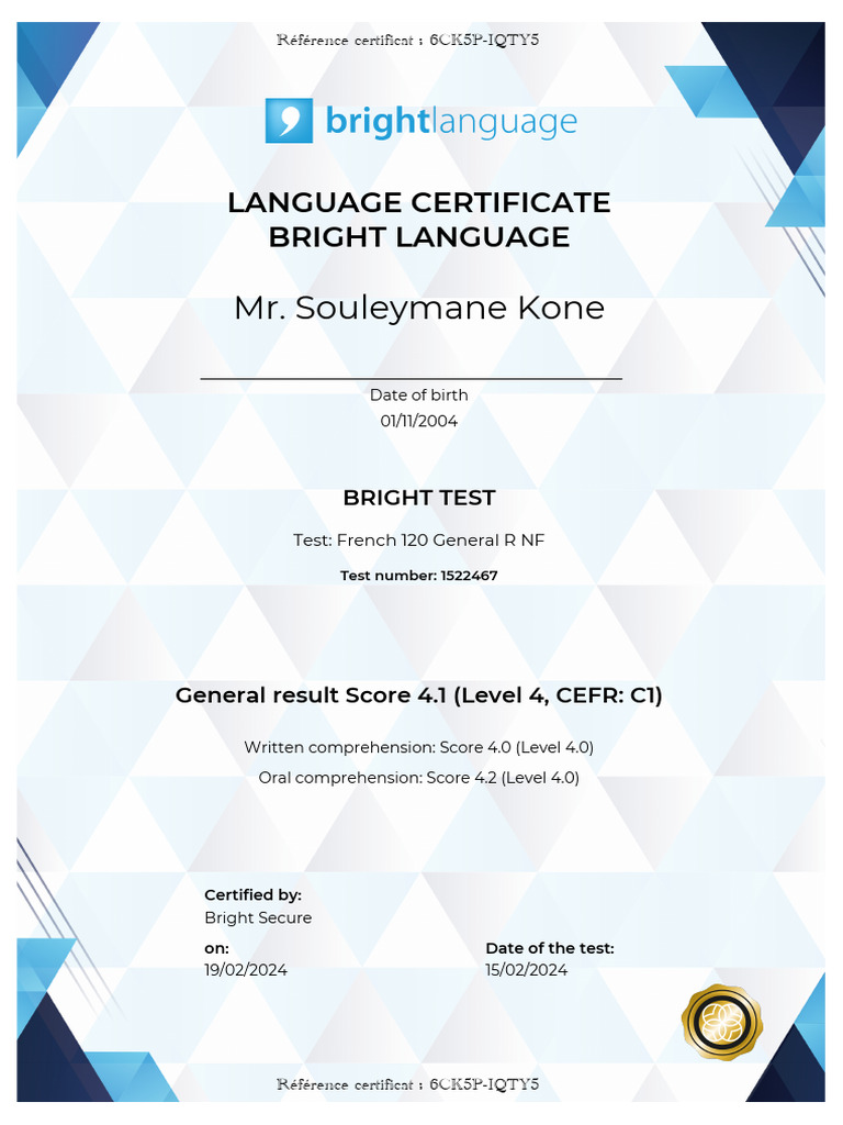 Bright Cert 6CK5P-IQTY5 | PDF