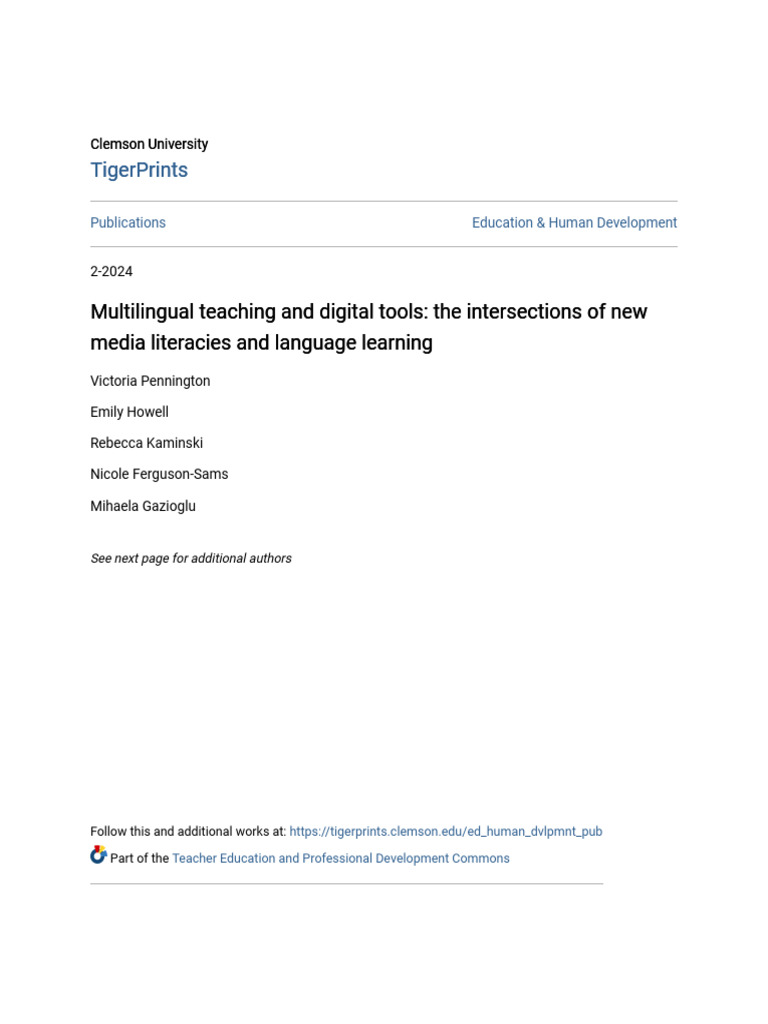 Multilingual Teaching and Digital Tools - The Intersections of New ...