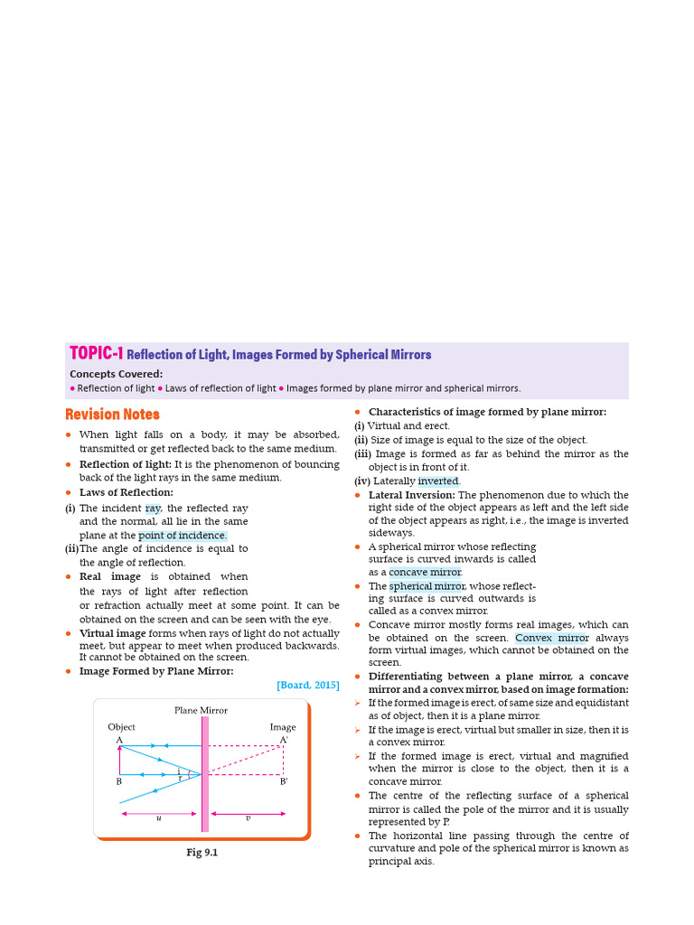 ch-9 Merged | PDF | Mirror | Reflection (Physics)