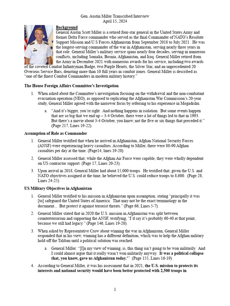 Gen.-Miller-TI-HFAC-Media-Summary_PUBLIC-RELEASE | PDF | Taliban ...