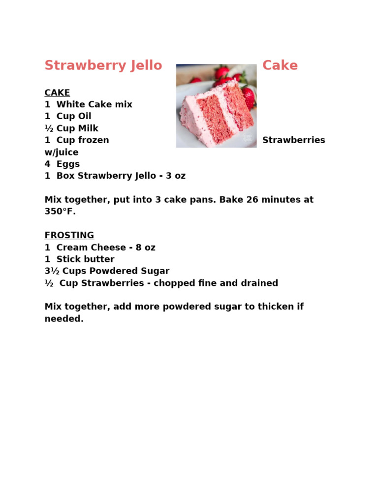 Strawberry Jello Cake. | PDF