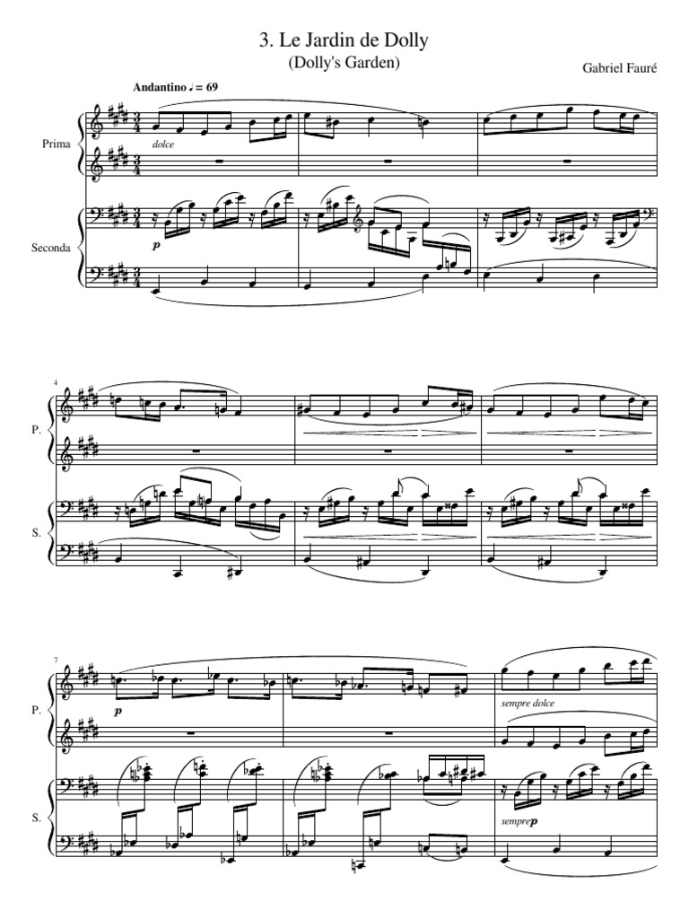 Faur - Dolly Suite No. 3 Le Jardin de Dolly | PDF | Musical Compositions | Compositions For ...