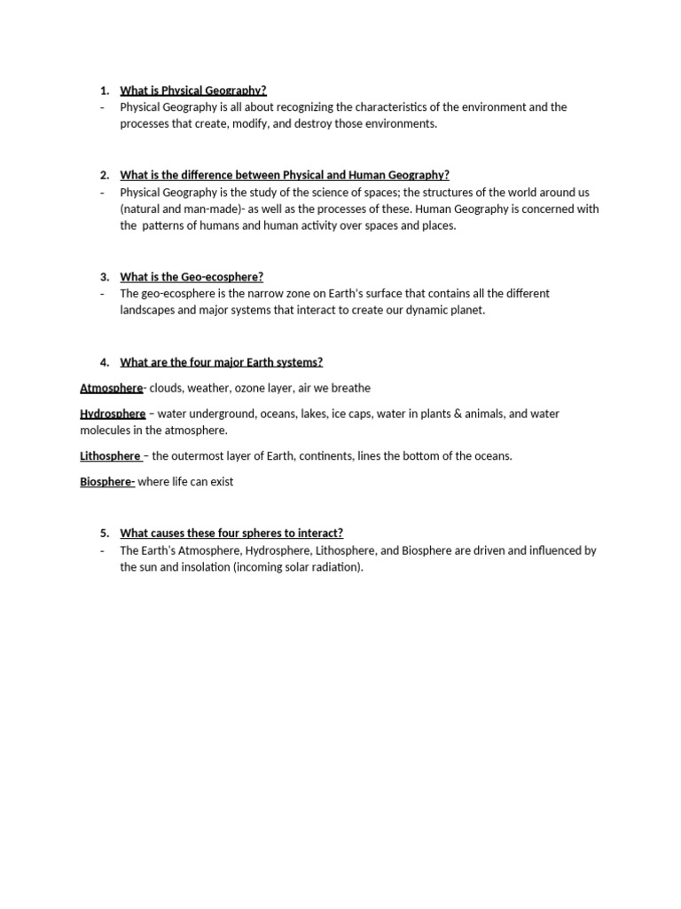 What Is Phy Geo Q+A 2 | PDF
