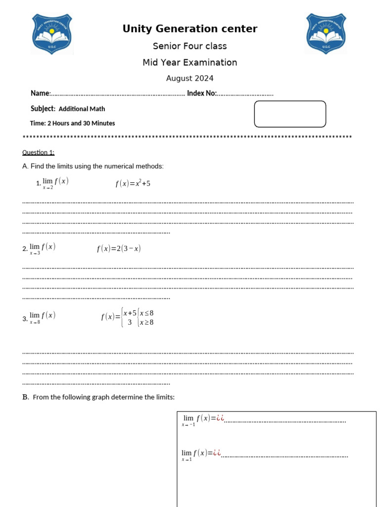 additional math exam | PDF