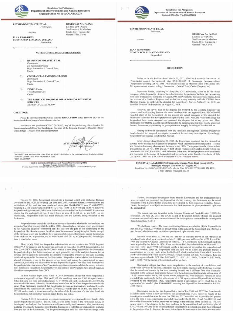 6543 - Sample (Signed) Resolution - Land Case | PDF