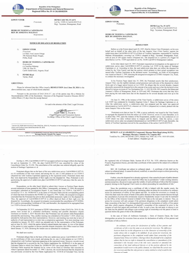 6473 - Sample (Signed) Resolution - Land Case | PDF