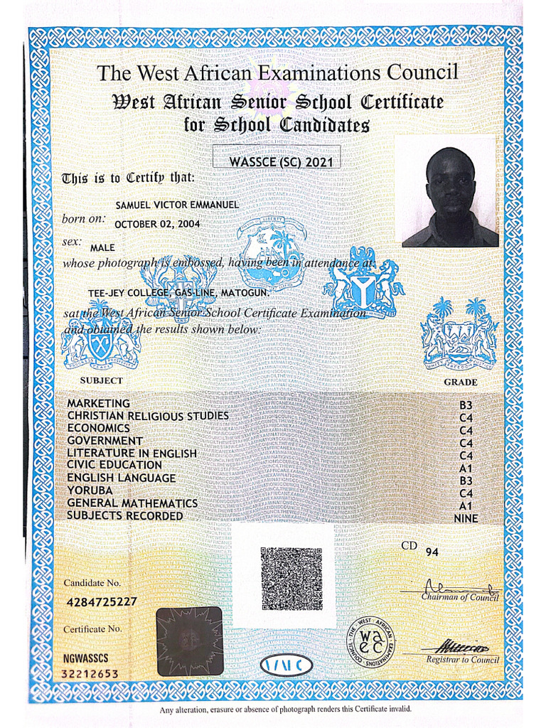 Samuel Victor Waec | PDF
