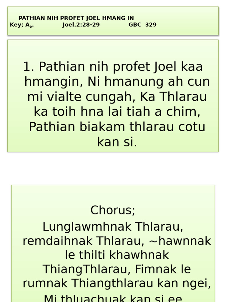 GBC No.329 PATHIAN NIH PROFET JOEL HMANG IN | PDF