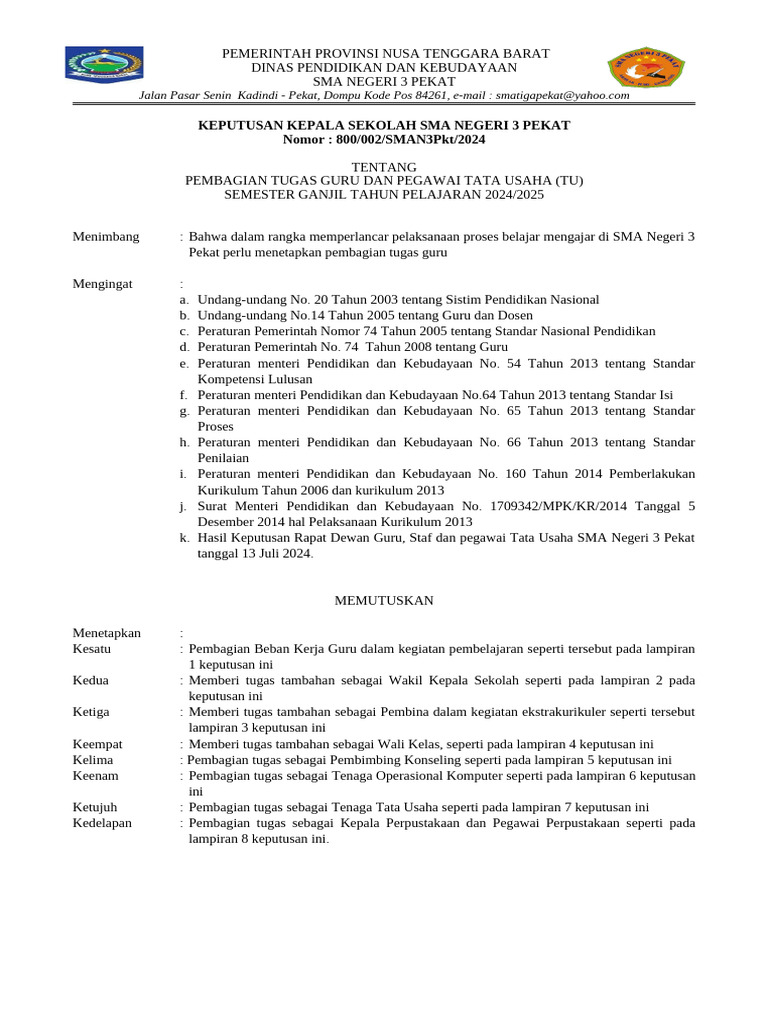 SK Semester Ganjil 2024-2025 | PDF