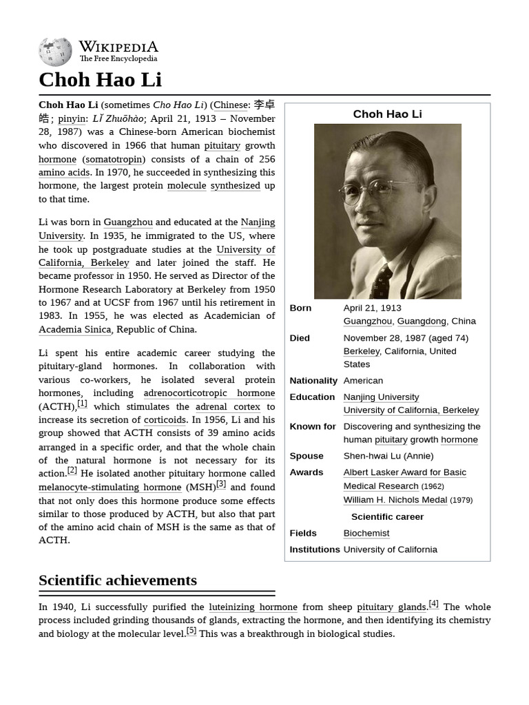 Choh_Hao_Li | PDF | Endocrine System | Glands