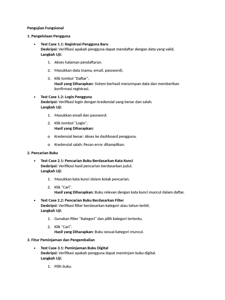 Contoh Test Case Pengujian Fungsional | PDF