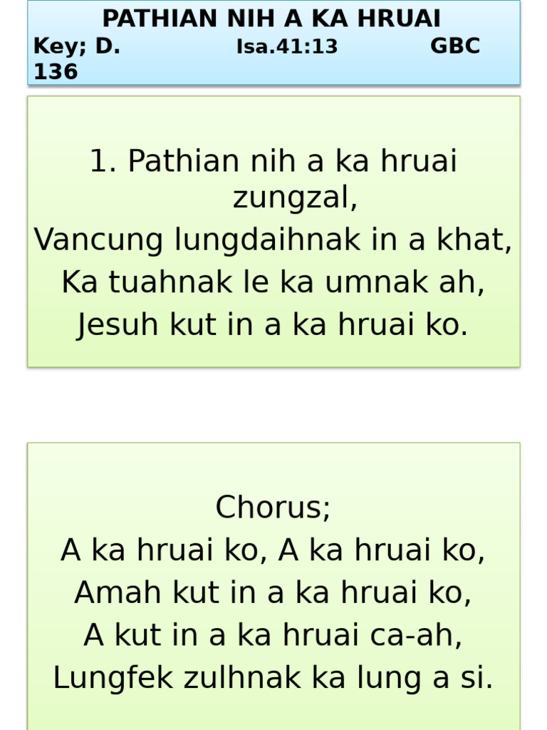 GBC No.136 PATHIAN NIH A KA HRUAI ZUNGZAL | PDF