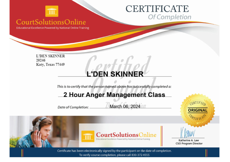 Anger Class Cert. | PDF