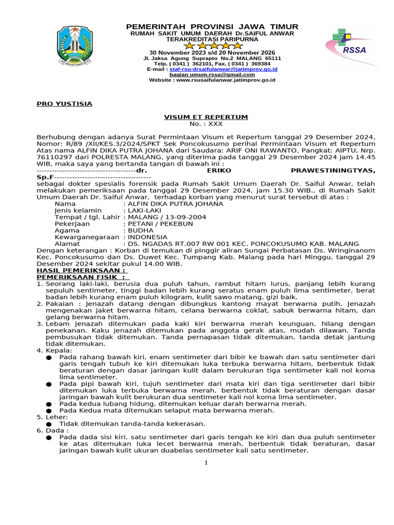 29-12-2024 - Visum Mati - Alfin Dika Putra Johana | PDF