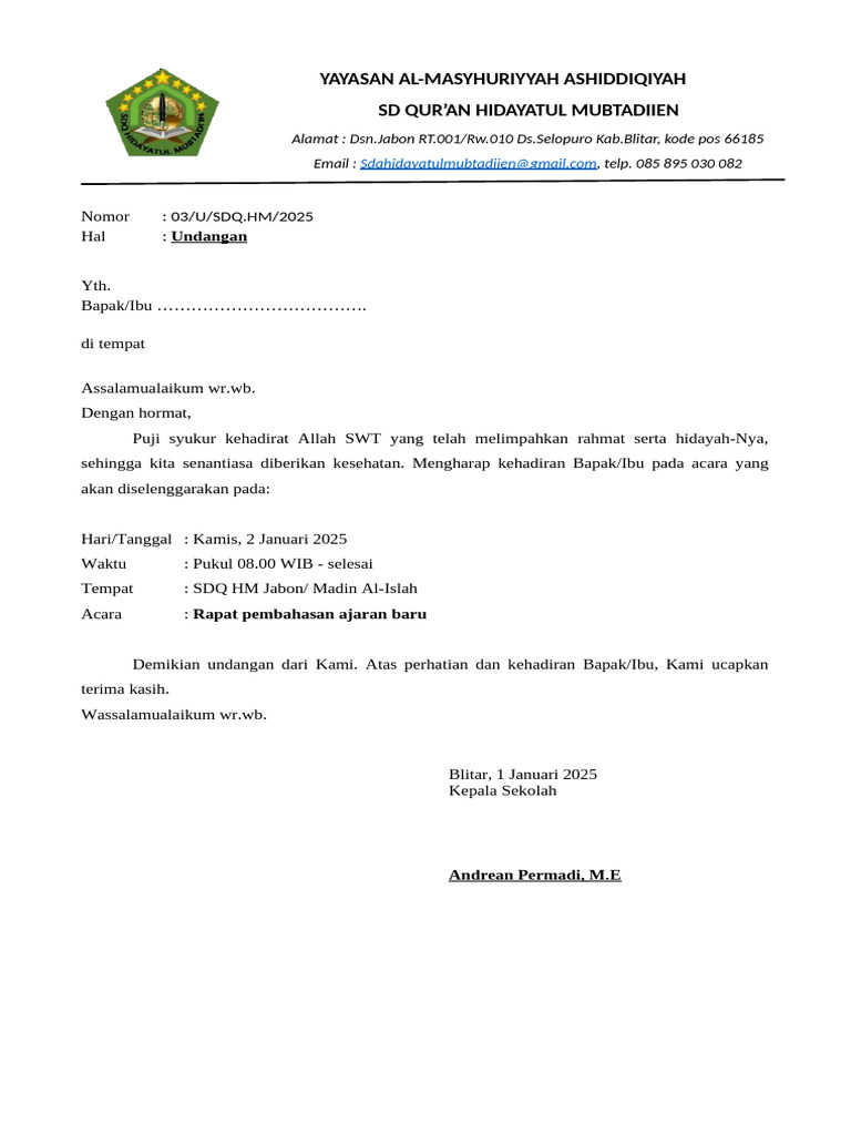 Undangan Rapat | PDF