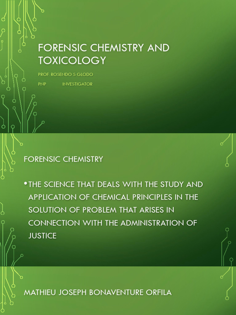 Forensic Chemistry and Toxicology Overview | PDF | Poison | Chemistry