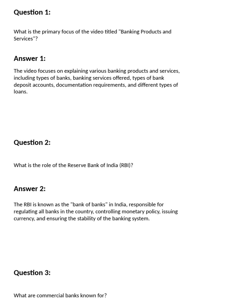 Banking Products and Services - Vac - Financial Literacy - Unit 2 ...