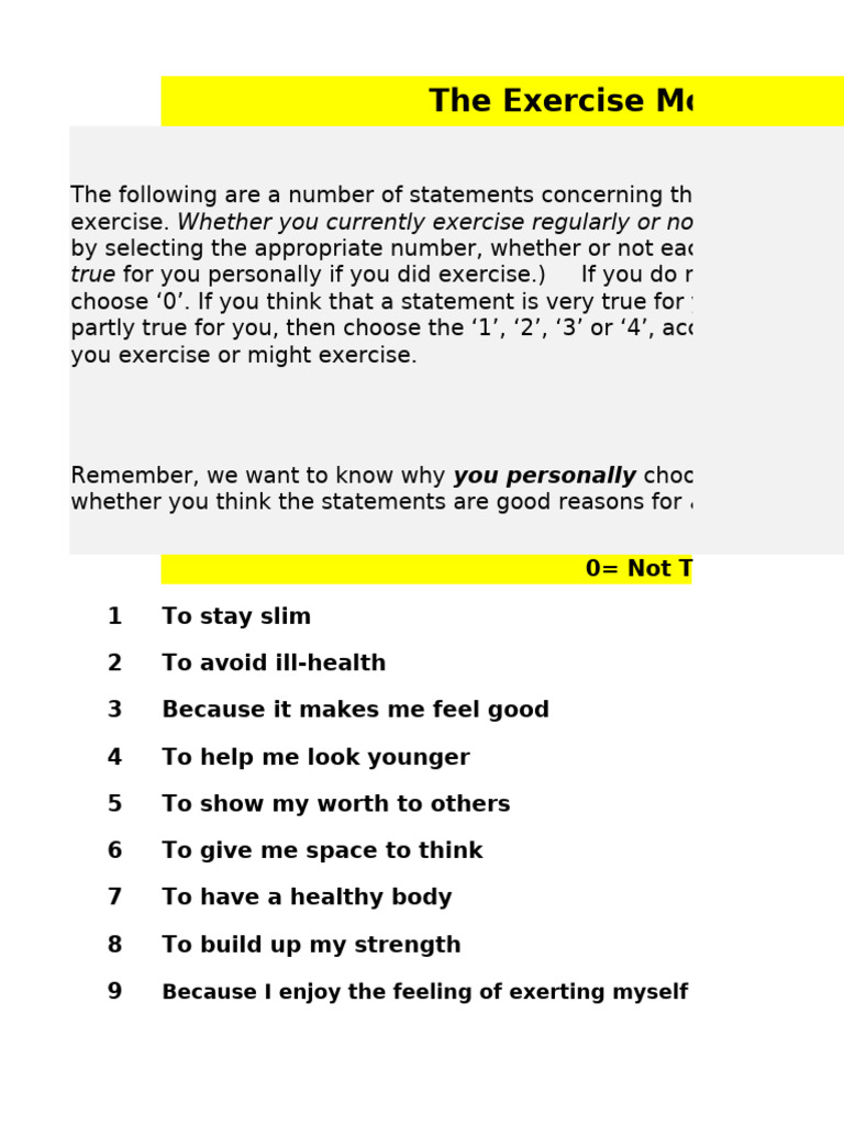 Exercise Motivation Inventory | PDF | Motivation | Motivational